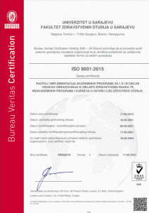 Fakultet zdravstvenih studija – UNIVERZITET U SARAJEVU